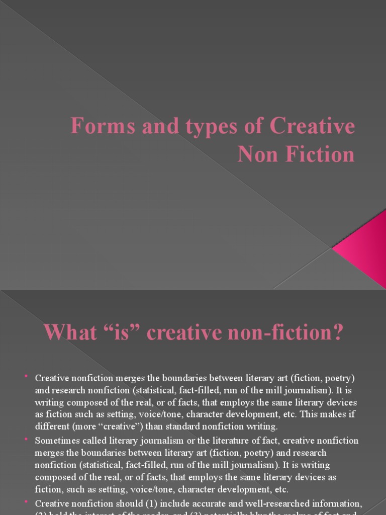 Forms and Types of Creative Non Fiction | PDF | Creative Nonfiction ...
