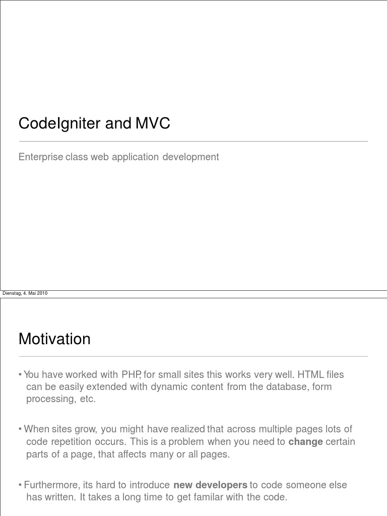 Codeigniter and MVC: Enterprise Class Web Application Development | Download Free PDF ...