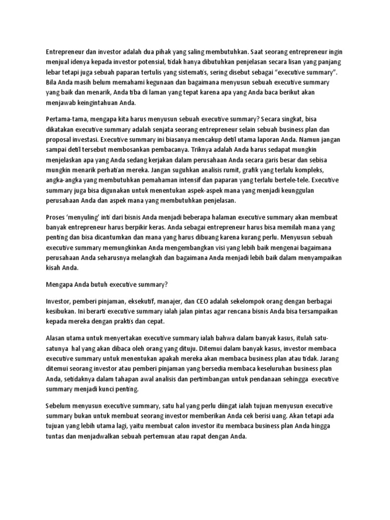 Eksekutif Summary | PDF