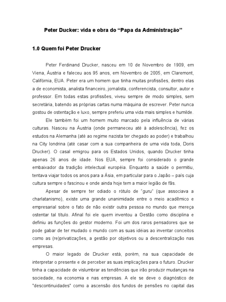 Peter Ducker | PDF | Sociologia | Economias
