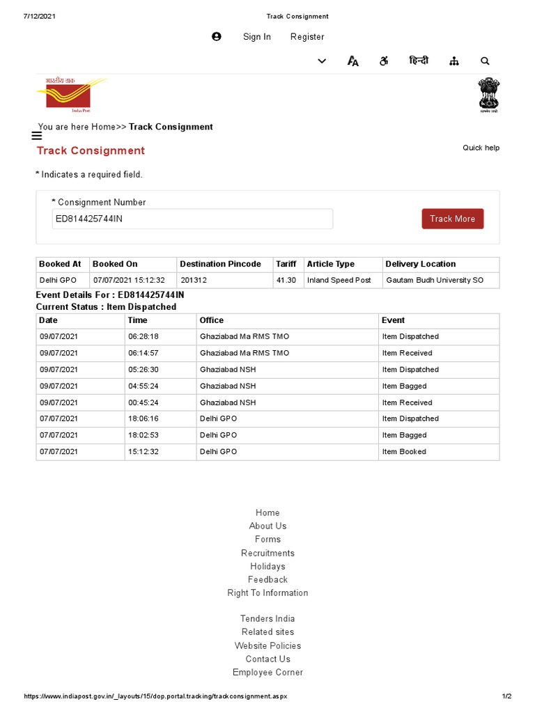 Track Consignment: Indicates A Required Field. Consignment Number | PDF ...