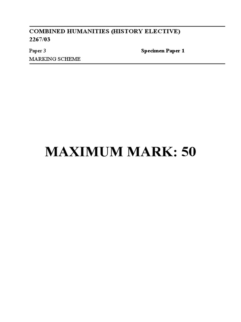 History Elective Specimen Paper Marking Scheme | PDF | Science ...