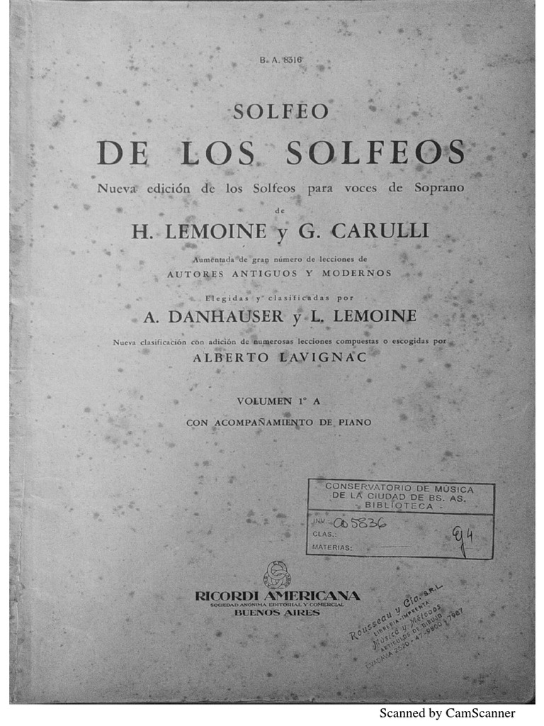 Lemoine, Henry & Carulli, Gustavo: Solfeo de Los Solfeos, Vol. 1A (Fragmentos) | PDF