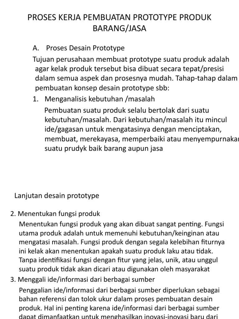 Proses Kerja Pembuatan Prototype Produk | PDF