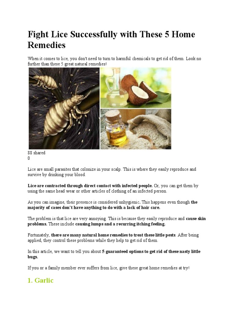Fight Lice Successfully With These 5 Home Remedies | PDF | Garlic | Shampoo