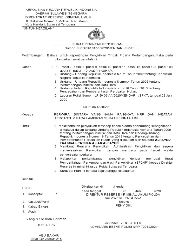 Surat Perintah Penyidikan | PDF