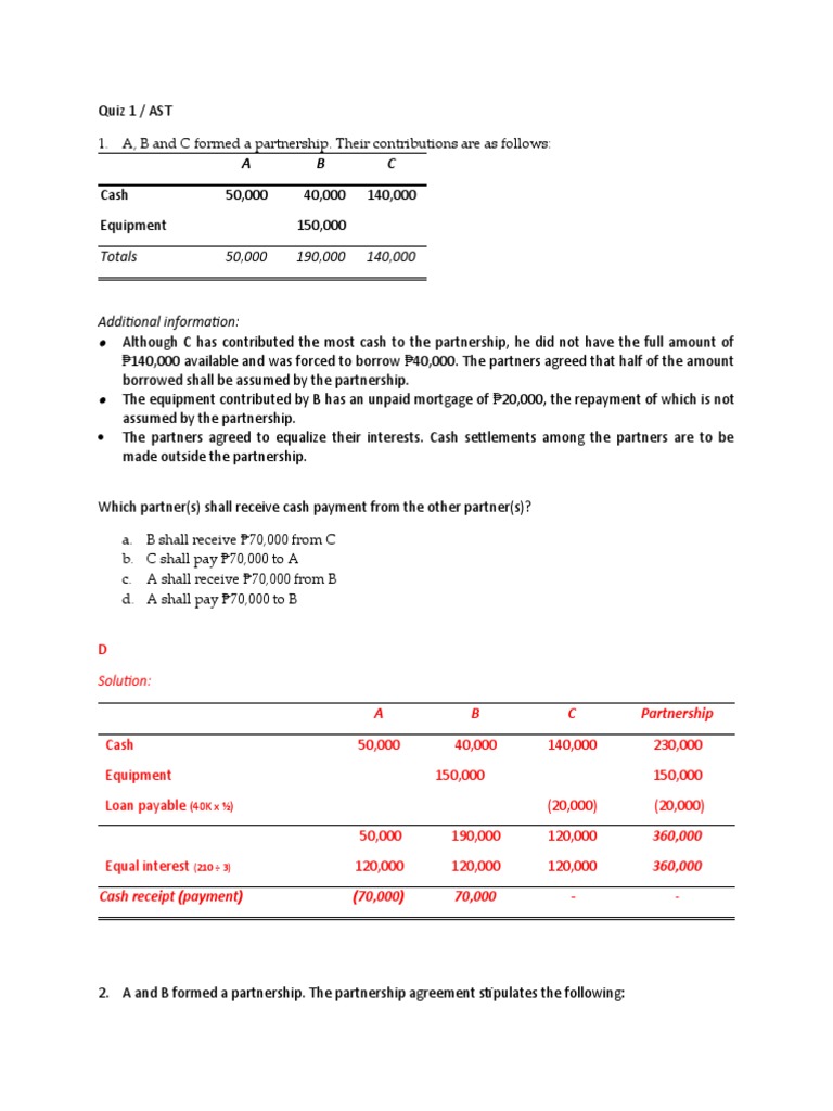 Quiz 1 Partnership Answers | PDF | Partnership | Interest