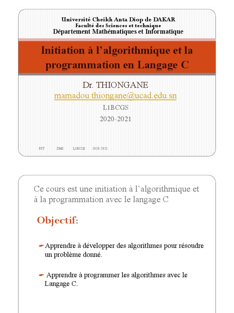 Chapitre 1 - INTRODUCTION A LA PROGRAMMATION | PDF | Langage de programmation | Programme ...