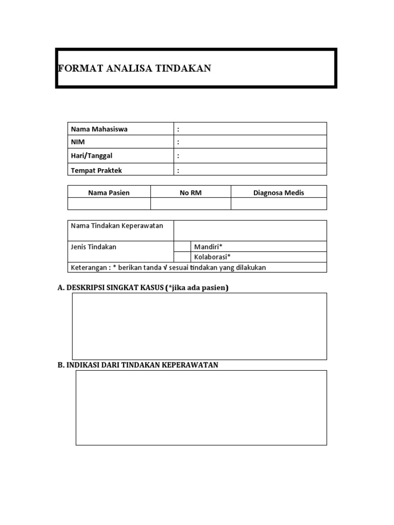 Format Analisa Tindakan | PDF