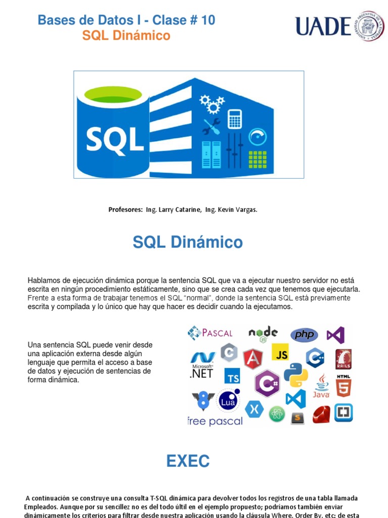 Base de Datos I SQL Dinaminco | PDF | SQL | Bases de datos