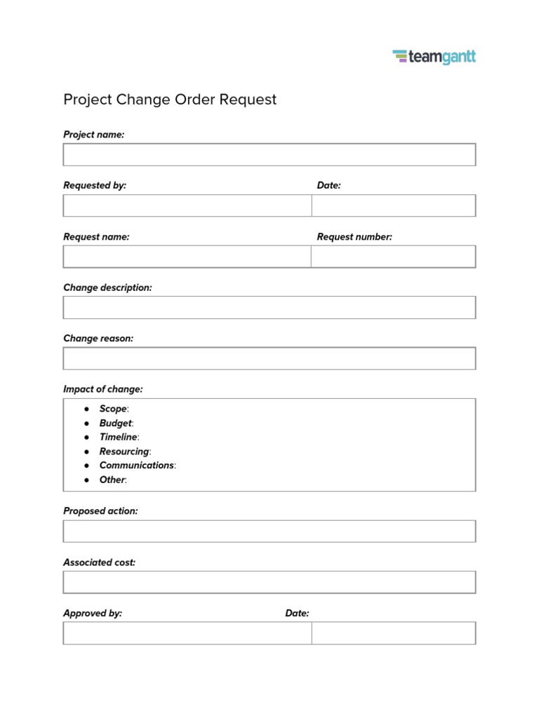 Project Change Order Request Form Template | PDF