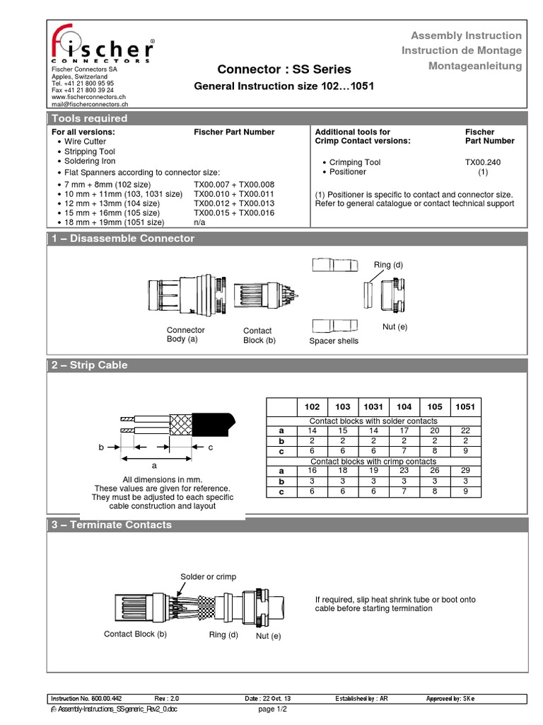 Fischer SS Series Connector Assembly Guide | PDF | Electrical Connector ...