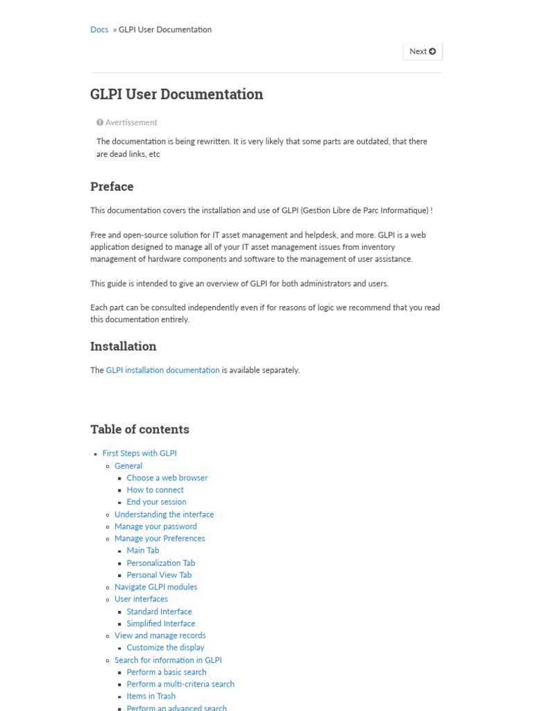 GLPI User Documentation - Documentation GLPI 9.5 | PDF | Documentation ...
