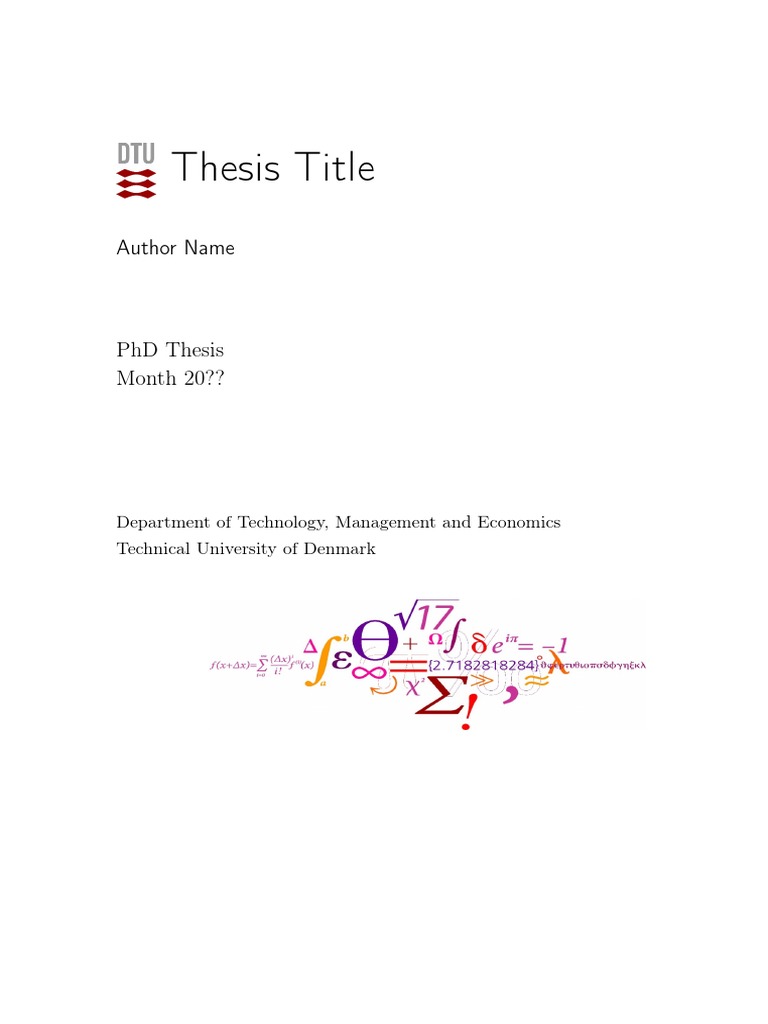 PHD Thesis Template For Dtu Management | PDF | Thesis | Computational ...