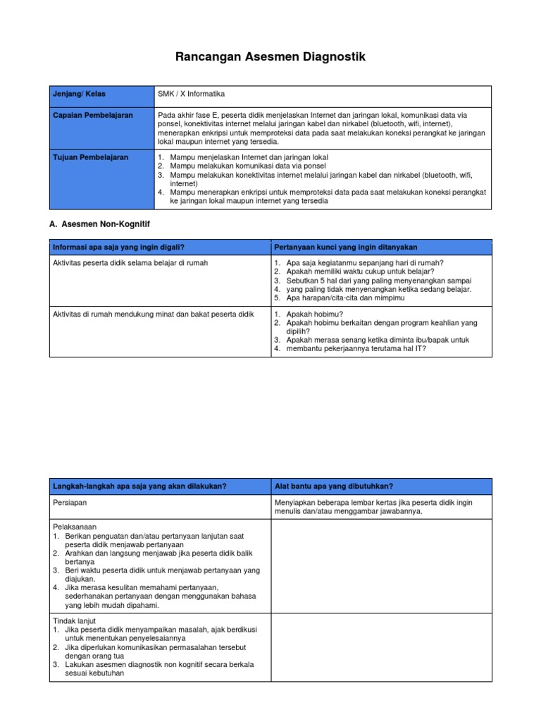 Kelas F - Arif Hamidi - Perencanaan Asesmen Diagnostik | PDF
