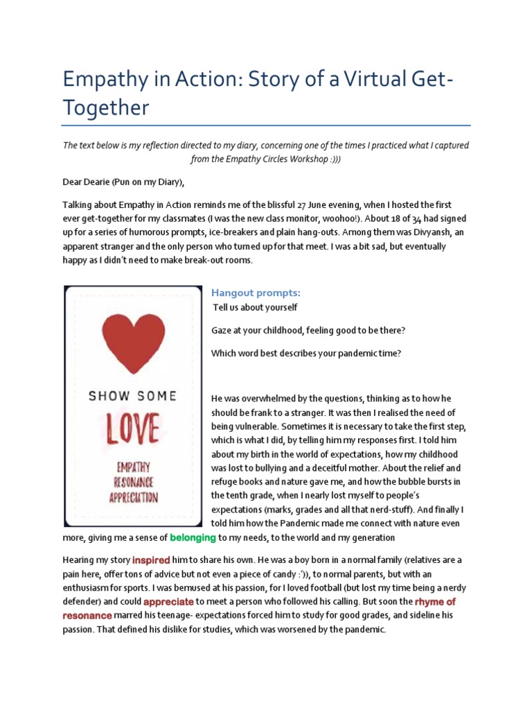 Empathy in Action: Story of A Virtual Get-Together | PDF