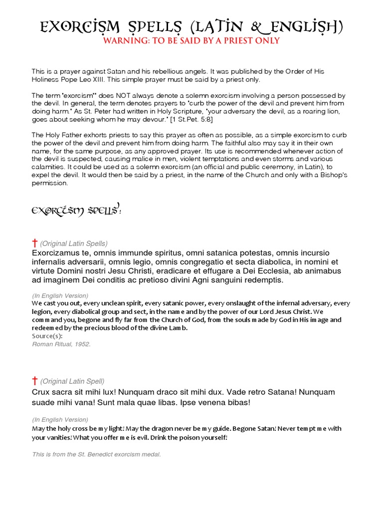 Exorcism Spells Latin and English | PDF | Exorcism | Catholic Church