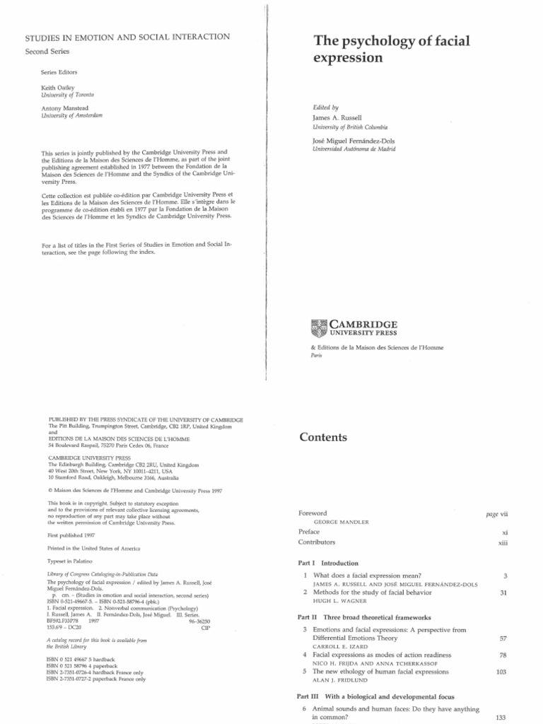1997 Frijda-Tcherkassof EFE-Action-Readiness Chapter | PDF | Facial ...
