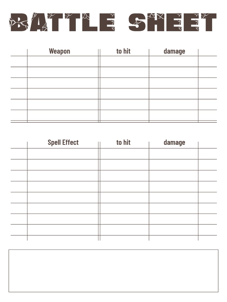 Battle Sheet | PDF