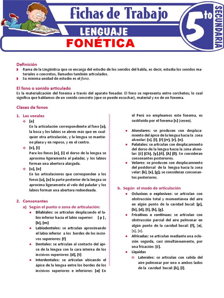 Fonetica para Quinto Grado de Secundaria | PDF | Fonética | Voz humana
