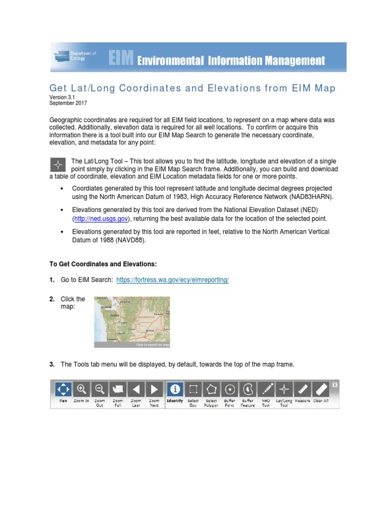 Get Lat - Long and Elevation From EIM Map | PDF | Latitude | Cartography