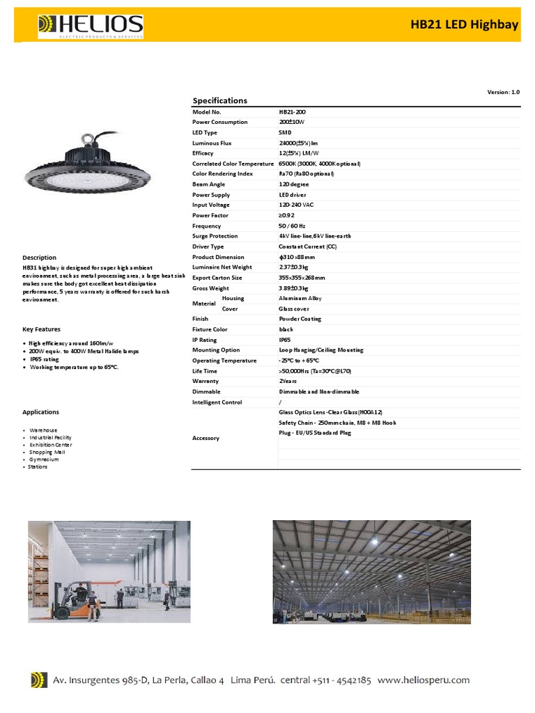 HB21 LED Highbay Light | PDF | Glasses | Electrical Engineering