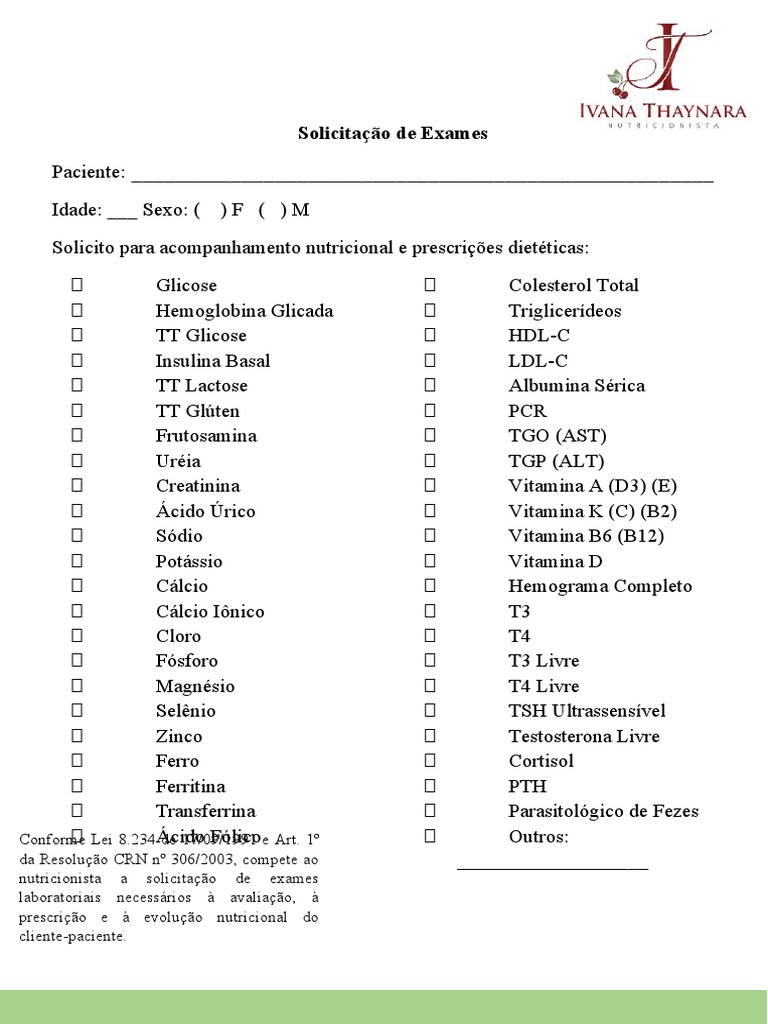 Solicitação de Exames | PDF