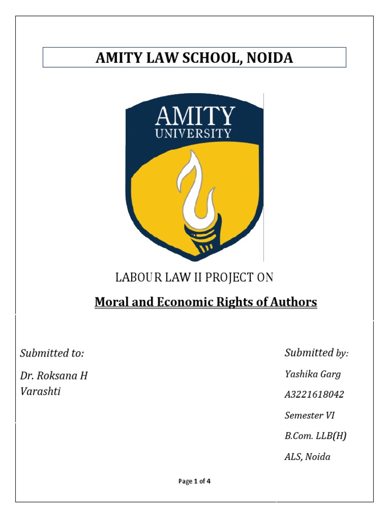 Amity Law School, Noida: Labour Law Ii Project On | PDF | Copyright ...