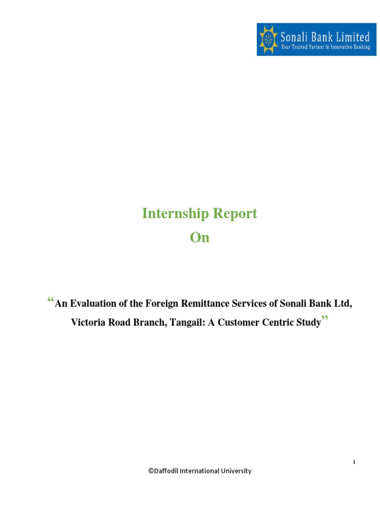 Sonali Bank Internship | PDF | Remittance | Credit