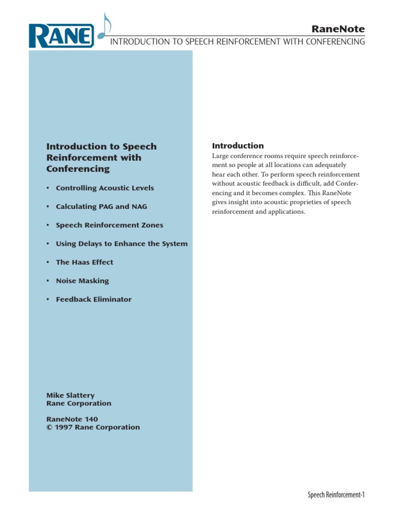 Introduction To Speech Reinforcement With Conferencing | PDF ...