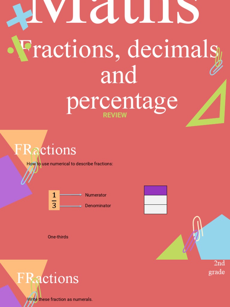 2nd Grade Fractions, Decimals & Percentages | PDF | Percentage | Decimal