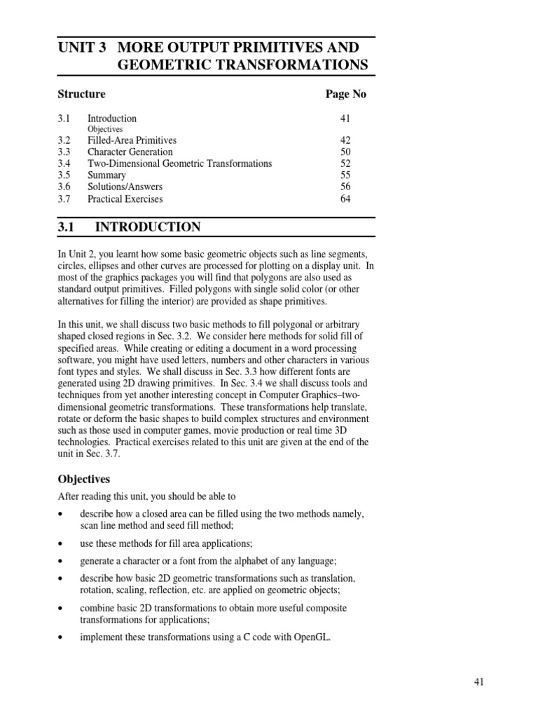 More Output Primitives and Geometric Transformations | PDF | 2 D Computer Graphics | Polygon