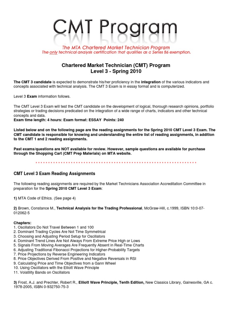 Chartered Market Technician (CMT) Program Level 3 - Spring 2010 | PDF ...