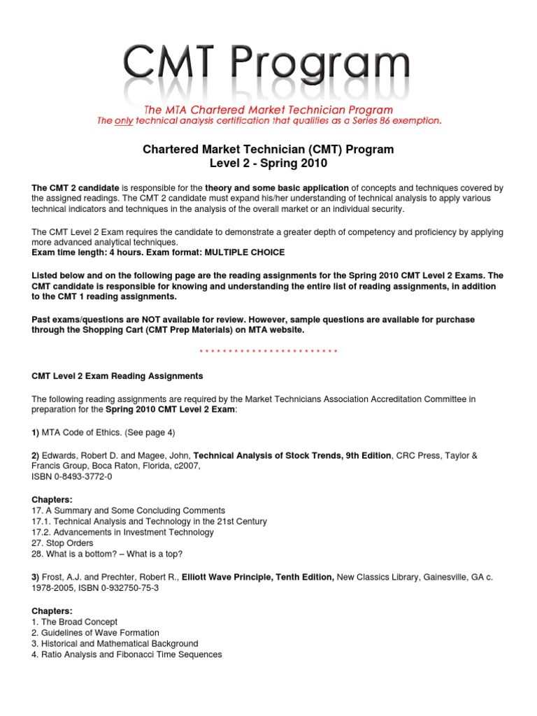 Chartered Market Technician (CMT) Program Level 2 - Spring 2010 | PDF ...