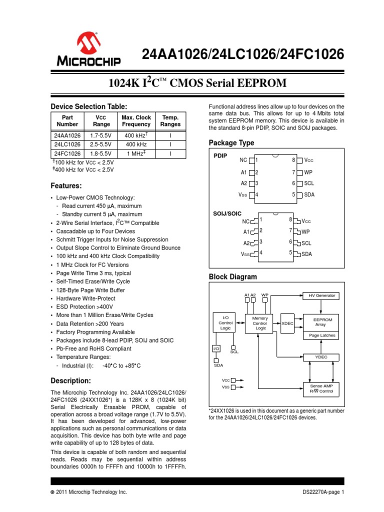 24l1026i Memoria EEPROM 1024k | PDF | Bit | Pointer (Computer Programming)