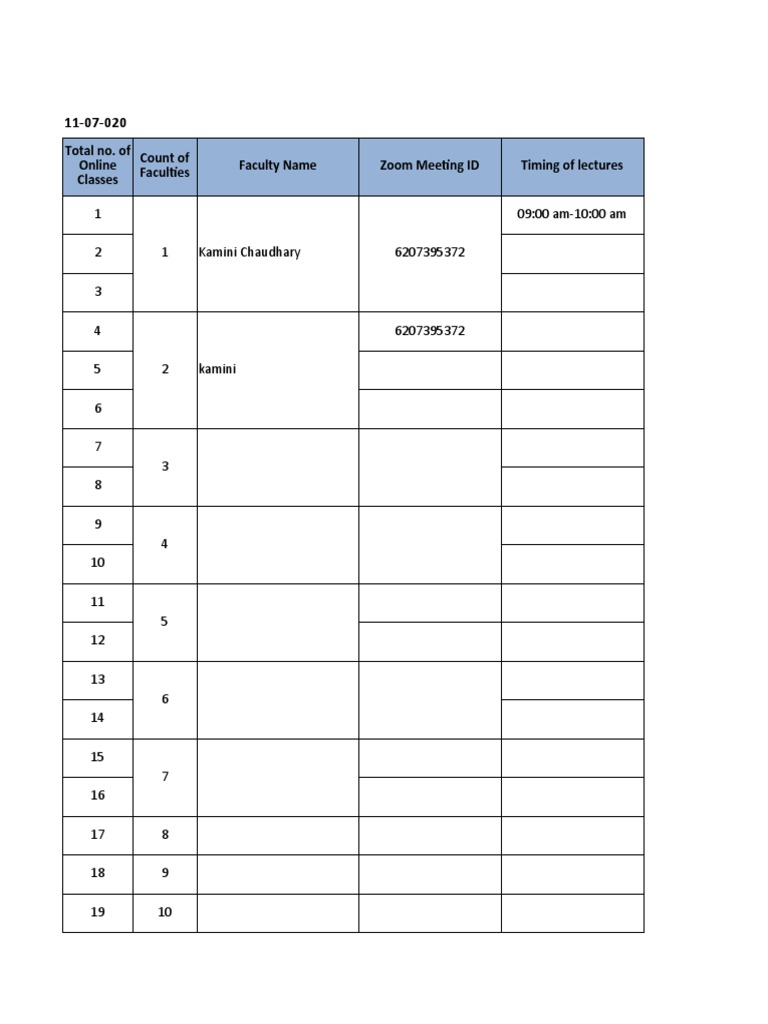 0 - 01-05-2020 Zoom Classes Details | PDF | Communication | World Wide Web