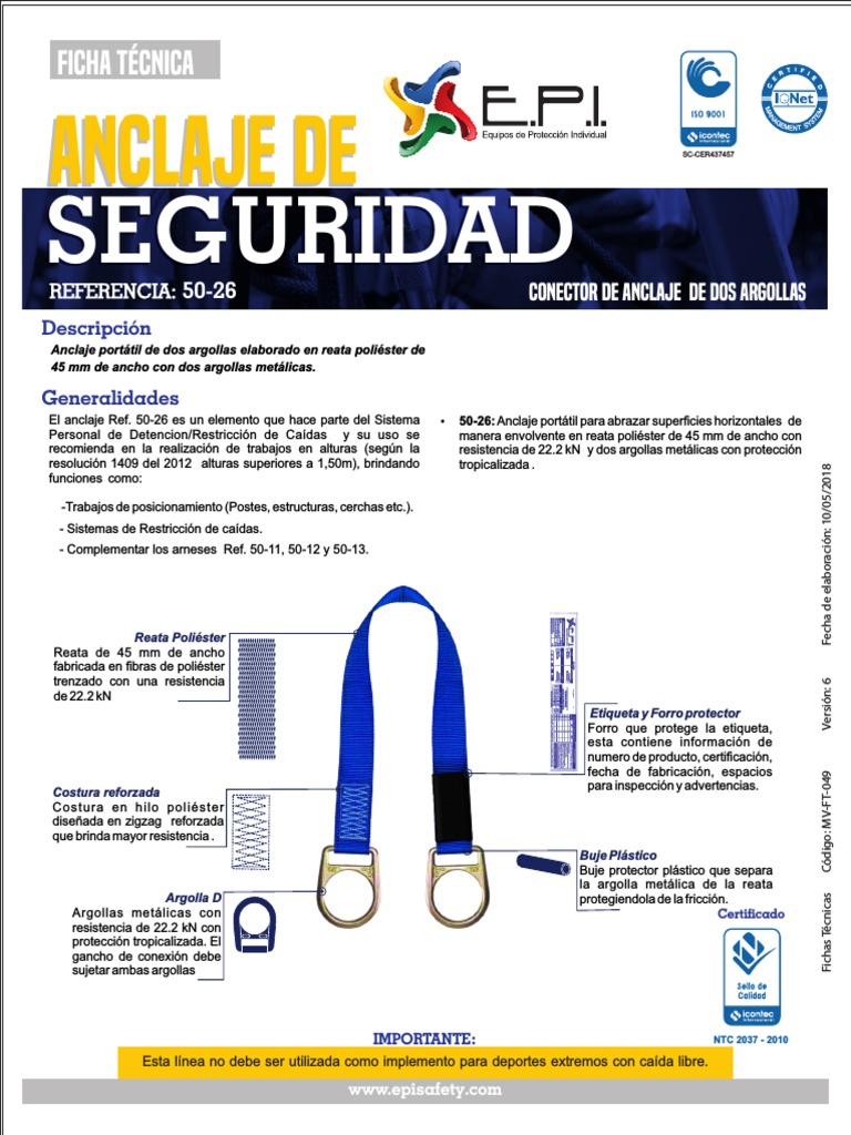 Anclaje Portátil de Dos Argollas 50-26 | PDF | Materiales | Science