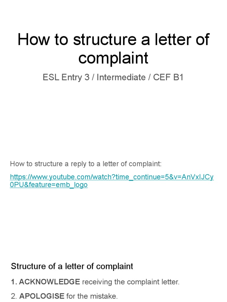 How To Structure A Letter of Complaint | PDF