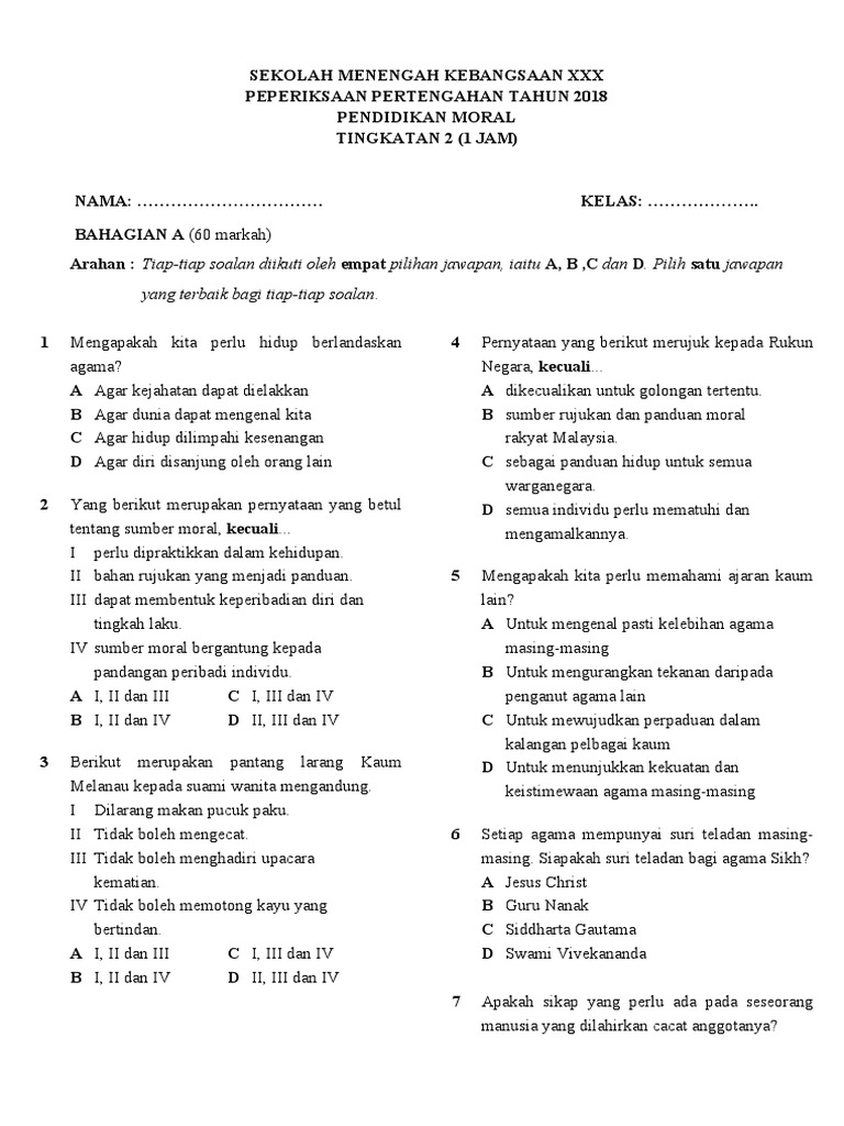 Pendidikan Moral Tingkatan 2 | PDF
