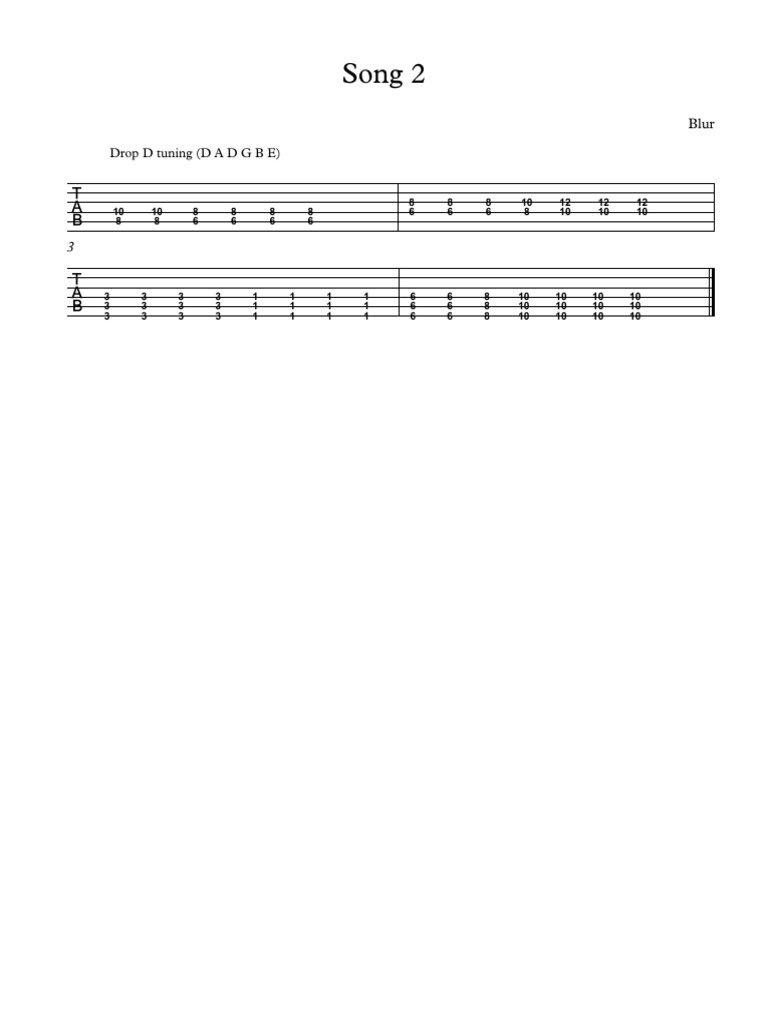 Blur - Song 2 | PDF