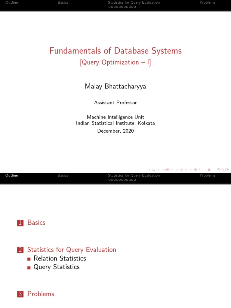 Fundamentals of Database Systems: (Query Optimization - I) | PDF ...