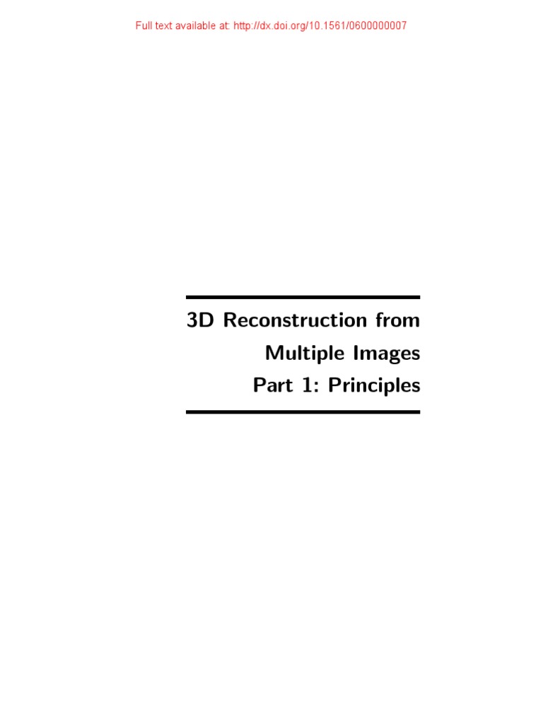 3D Reconstruction From Multiple Images Part 1: Principles | PDF | Lidar ...