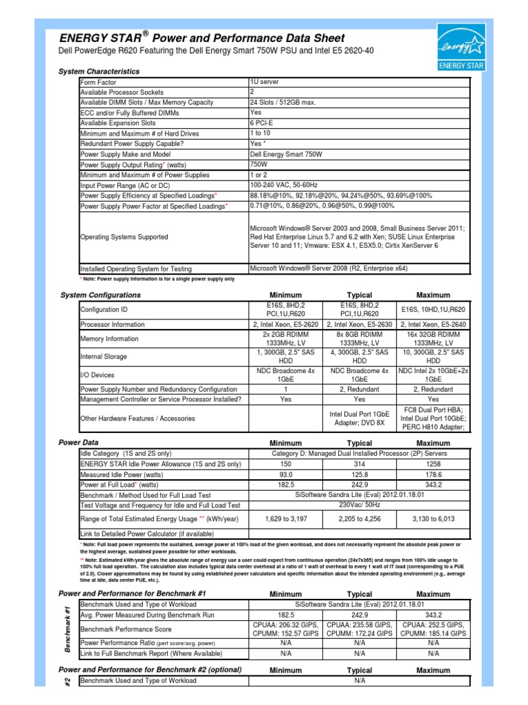 Energy Star Power and Performance Data Sheet | PDF | Office Equipment ...