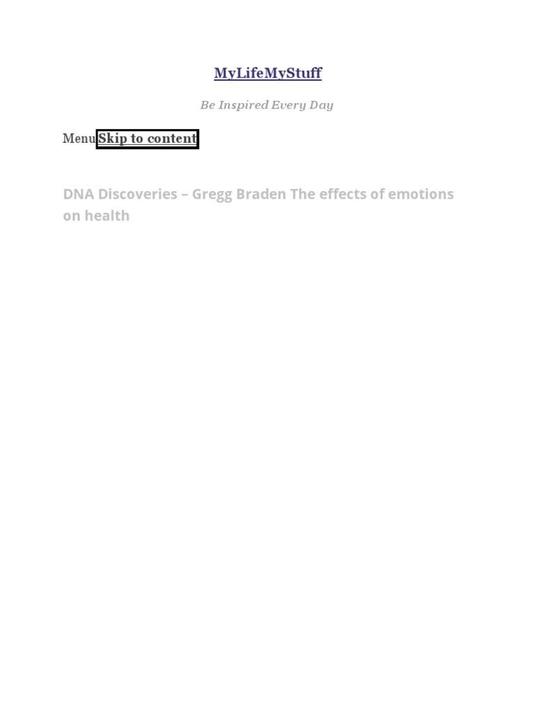 DNA Discoveries - Gregg Braden The Effects of Emotions On Health | PDF ...