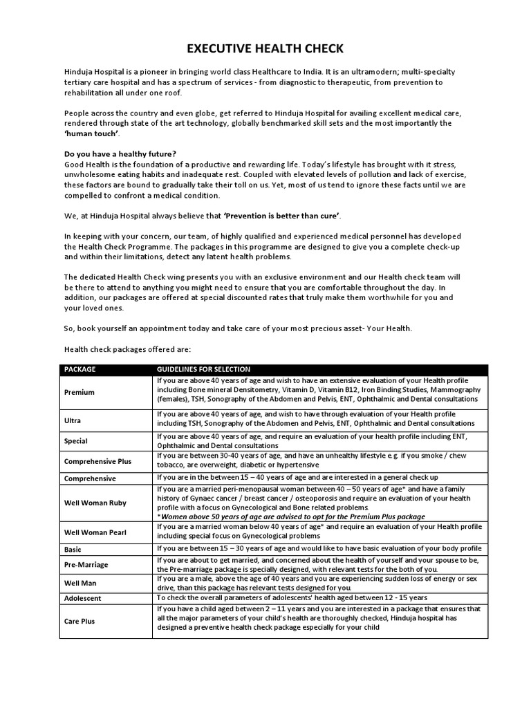 Health Checkup e Brochure | PDF | High Density Lipoprotein | Cardiology