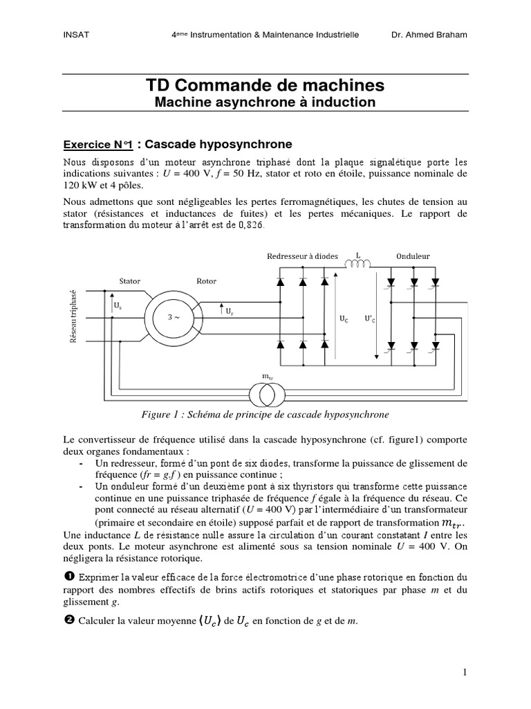 TD - Machine Asynchrone À Induction - IMI4 | PDF | Énergie électrique ...