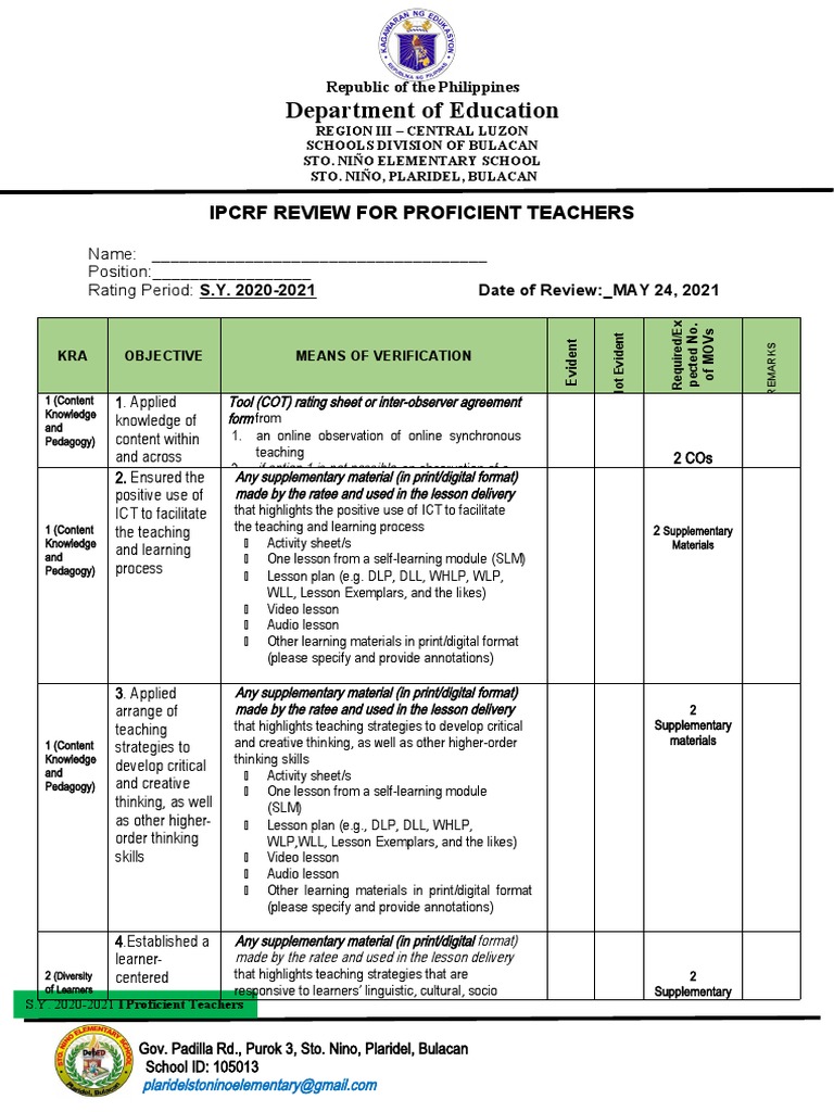 IPCRF Guide for Proficient Teachers | PDF | Educational Technology | Mentorship
