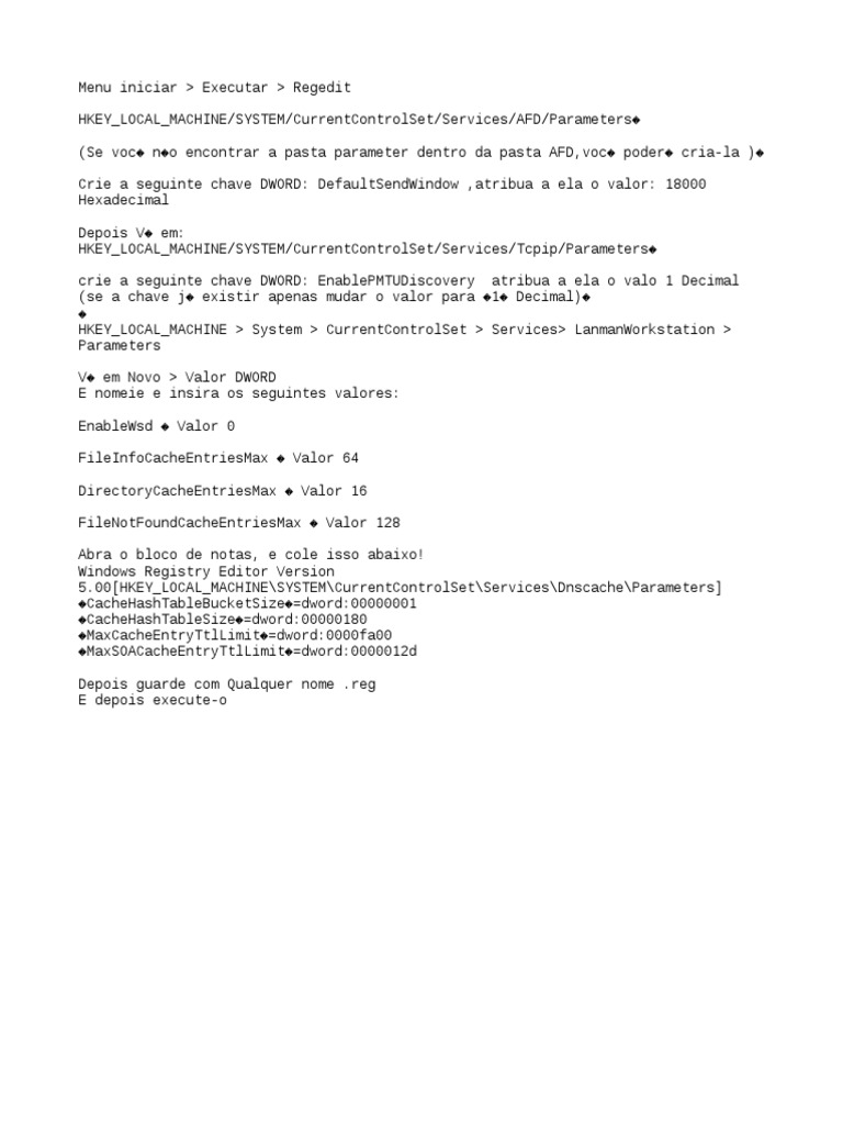 Códigos Para Internet 100x Mais Rapida | PDF