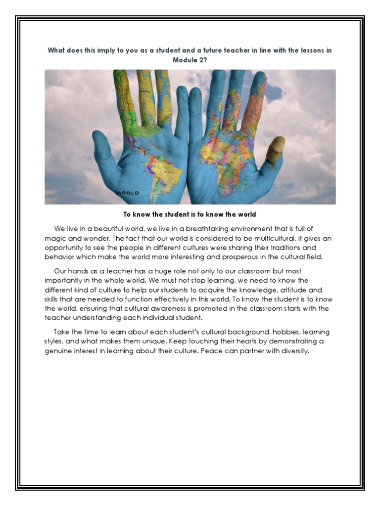 To Know The Student Is To Know The World | PDF