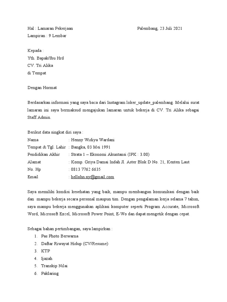 Cv. Tri Alika | PDF